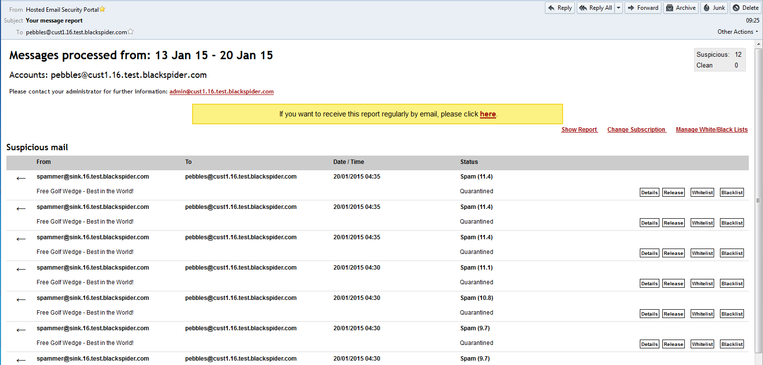 Requesting a message report
